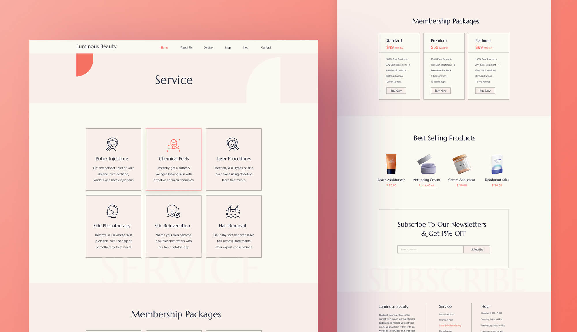 Luminous Beauty - Skin Care Website Template Services Page | Templately