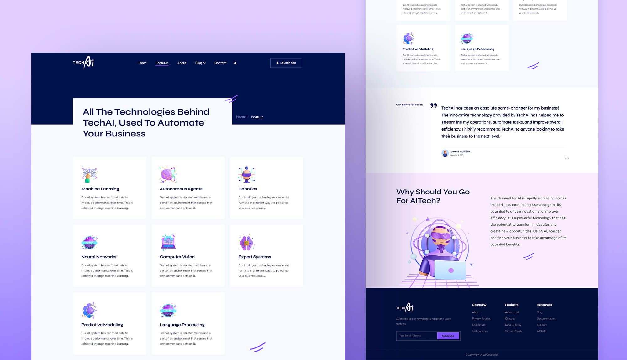 TechAI - Technology Website Template For Gutenberg Features Page | Templately