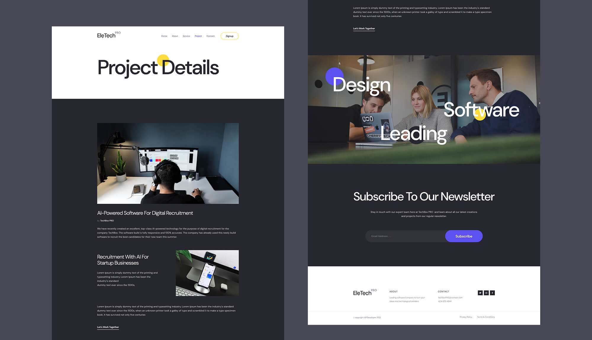 EleTech - Software Company Website Template Project Details Page ...