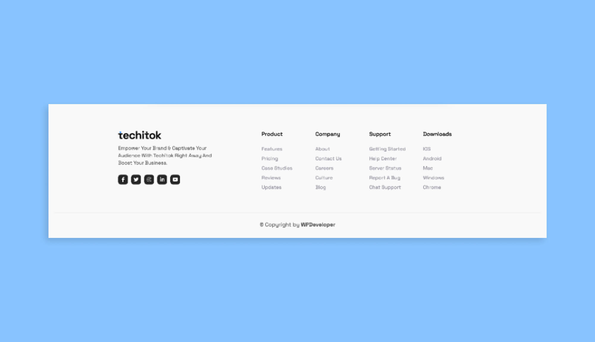 techitok - IT Solution & Business Website Template For Elementor Footer ...
