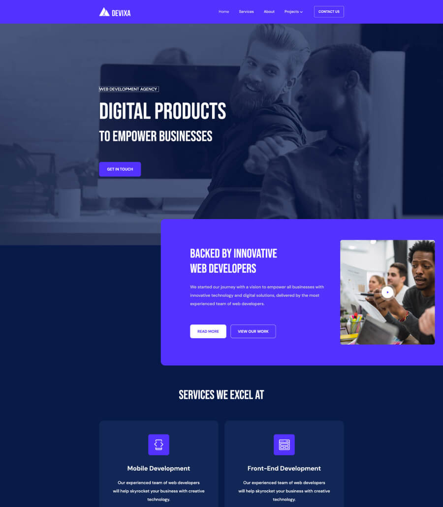 Devixa - Web Development Agency Template For Gutenberg Home Page | Templately