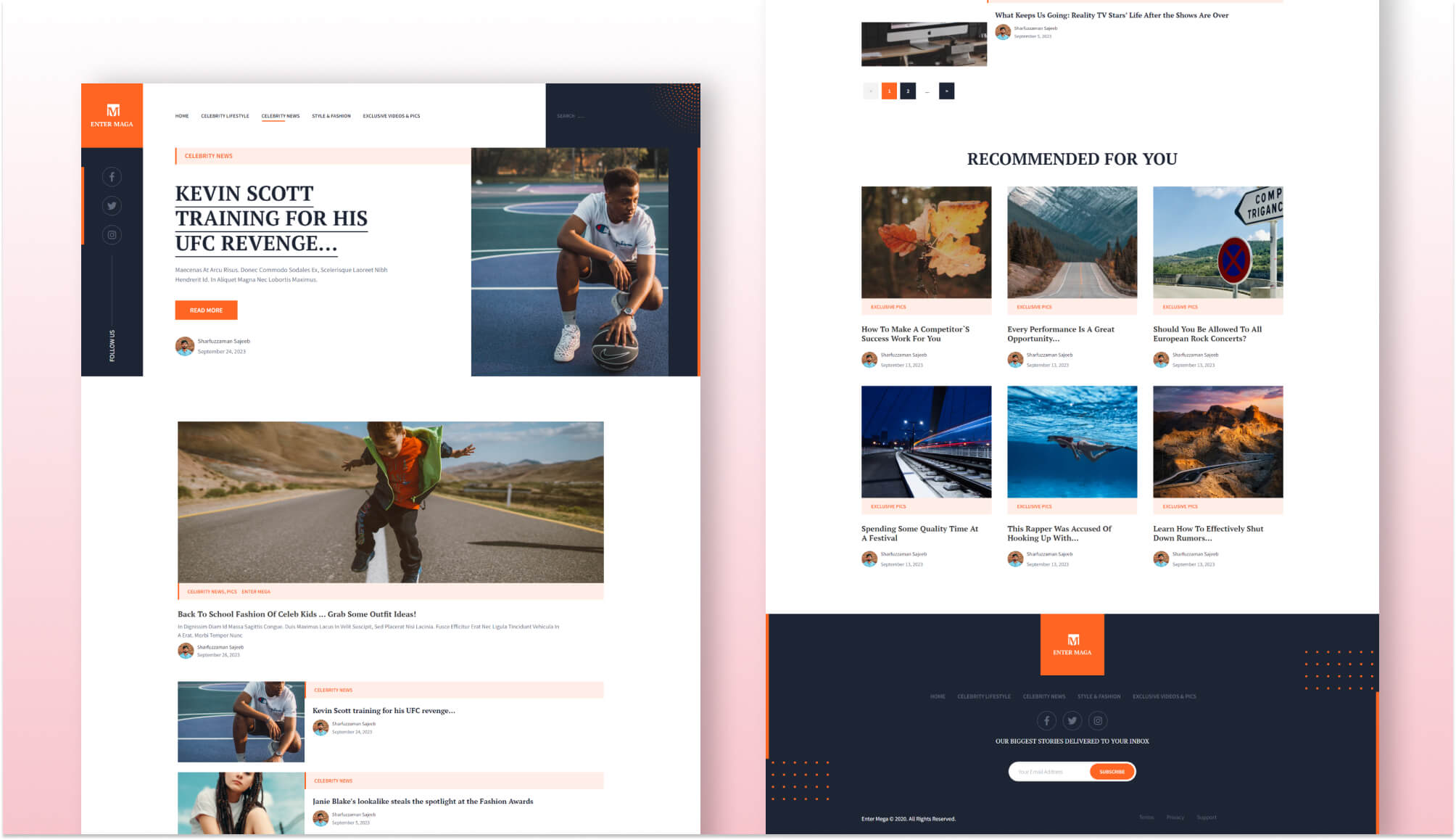 Enter Mega - Entertainment Magazine Website Template For Gutenberg News ...
