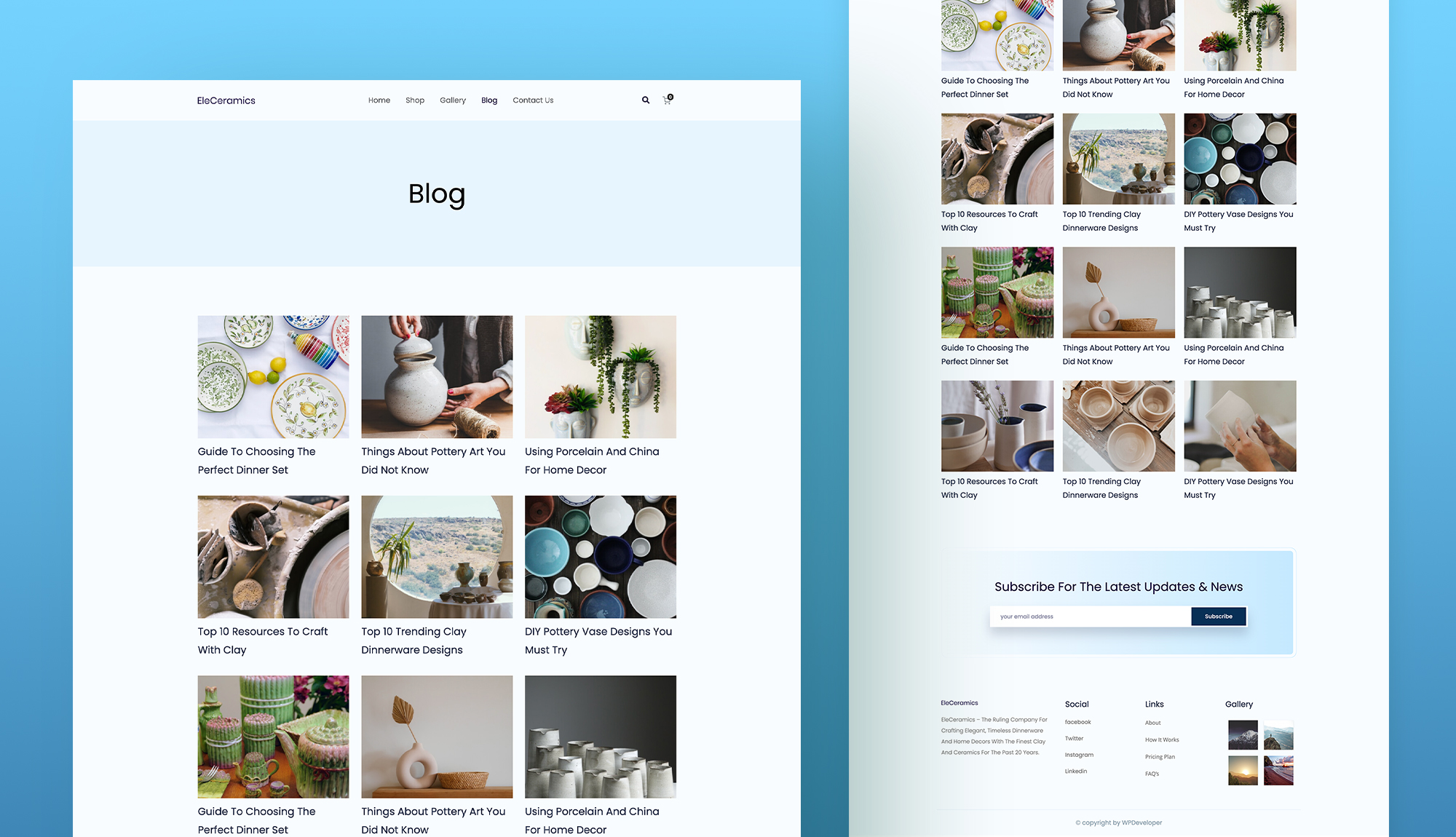 EleCeramics - Ceramic Website Template For Gutenberg Blog Page | Templately