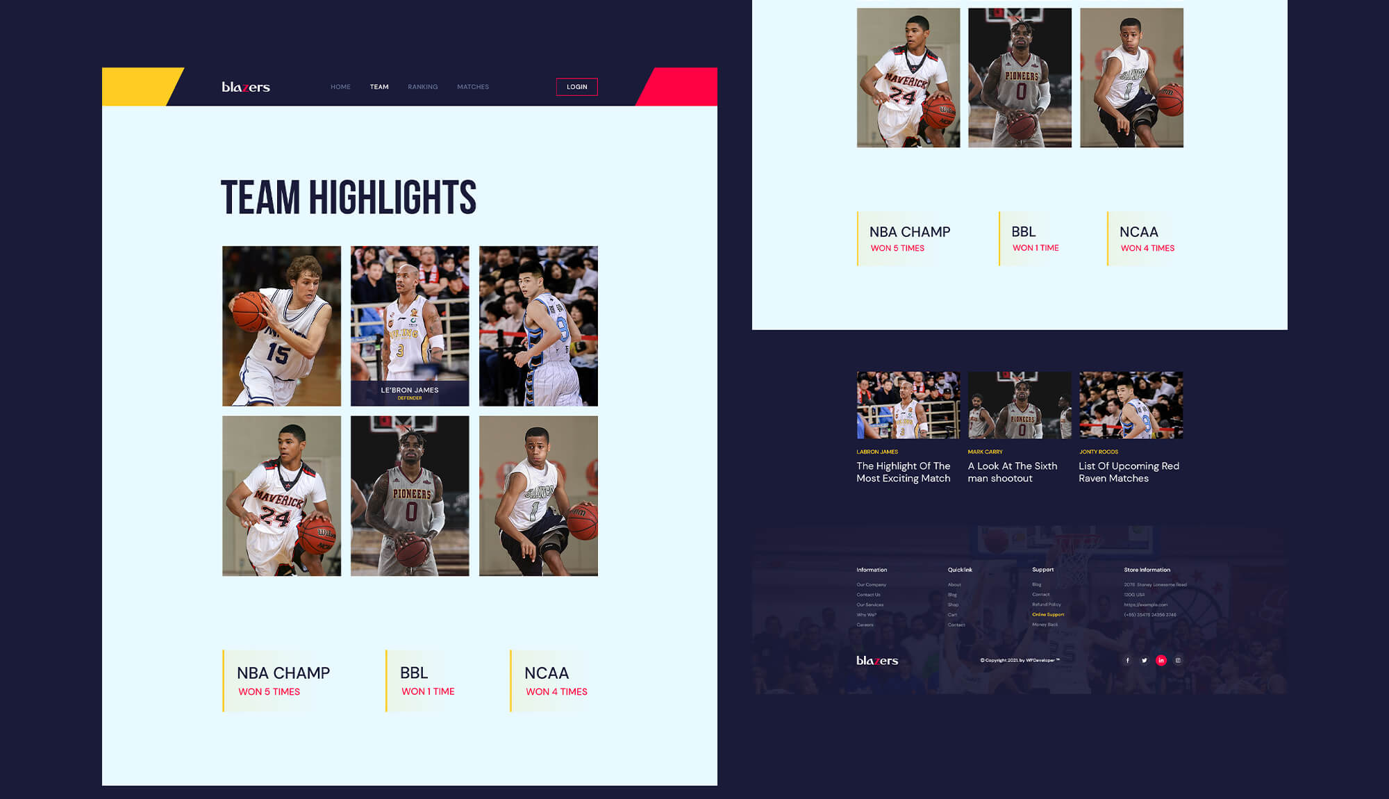 Blazers - Basketball team Website Team Page | Templately