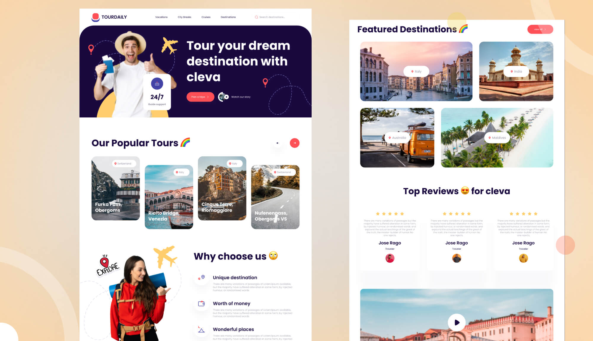 TourDaily - Travel Agency Website Home Page | Templately