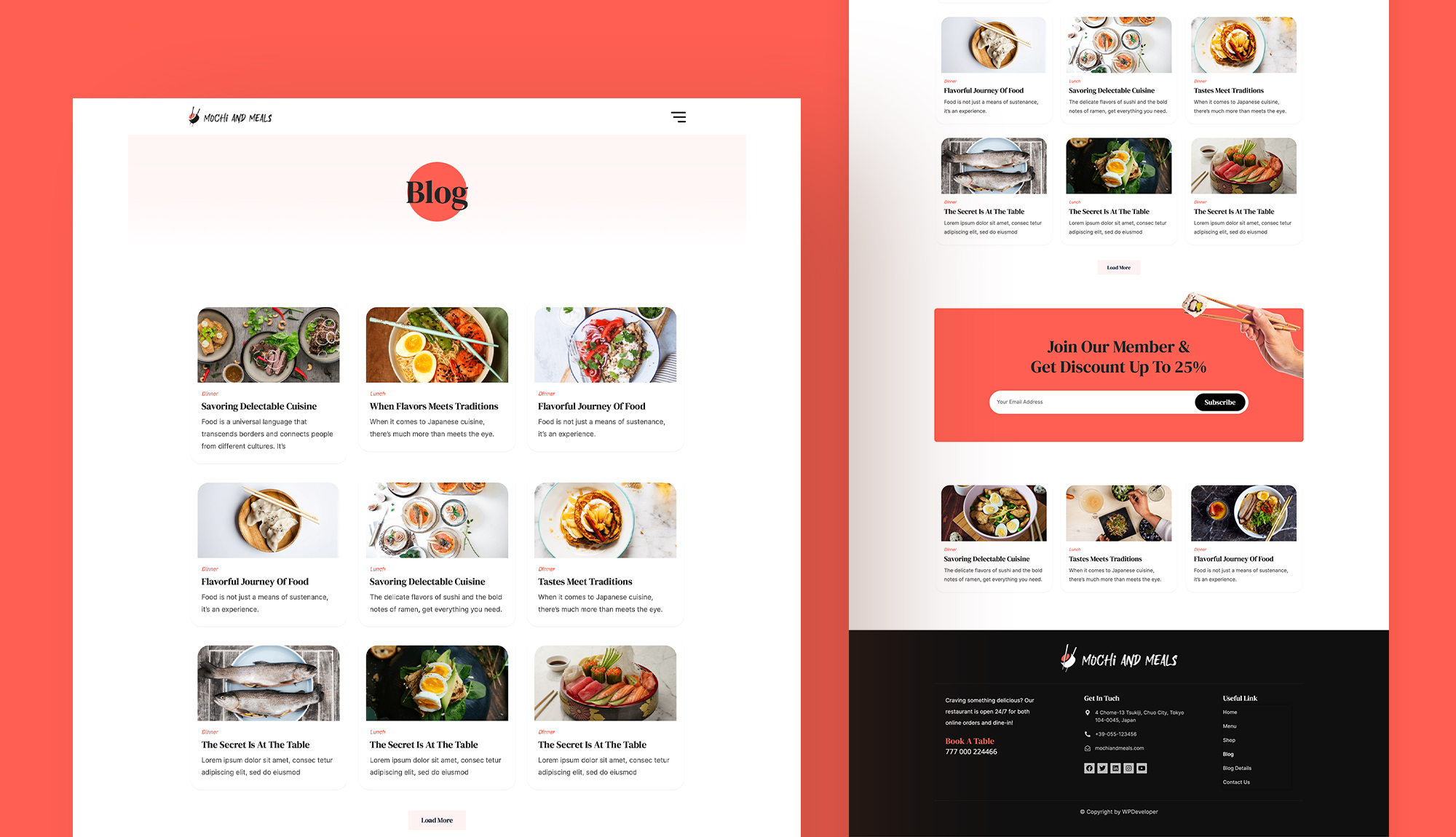 Mochi And Meals - Japanese Restaurant Template For Elementor Blog Page ...