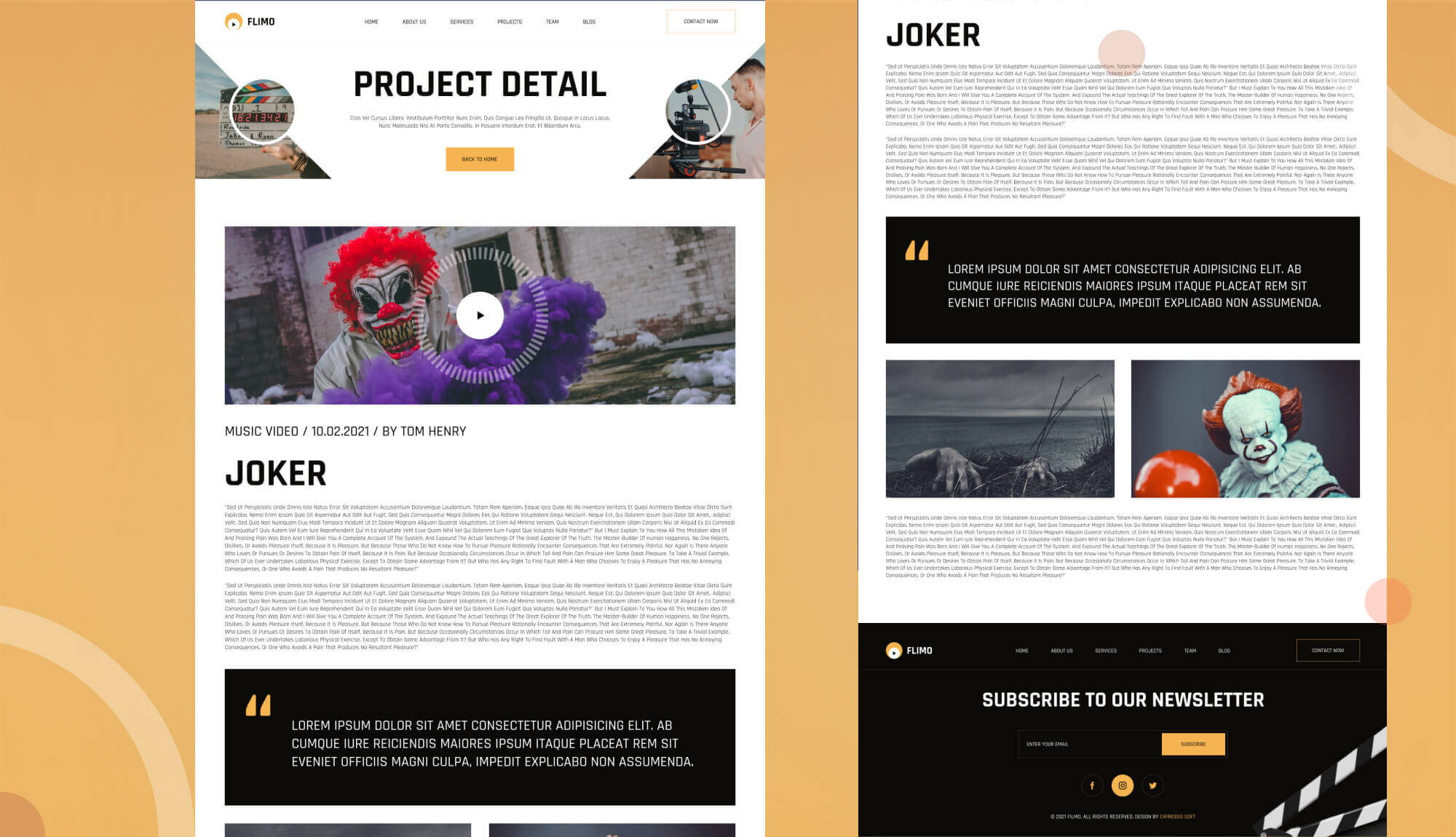 Flimo - Film Production House Website Template Project Details | Templately