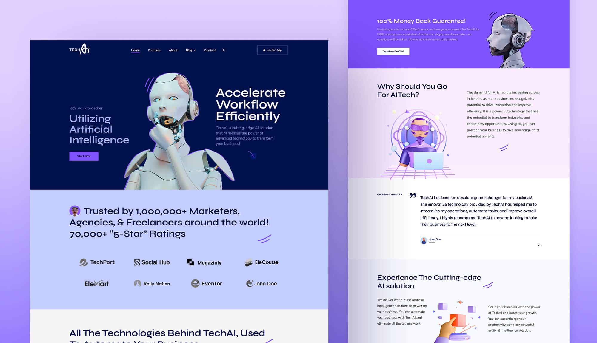 TechAI - Technology Website Template For Gutenberg Home Page | Templately