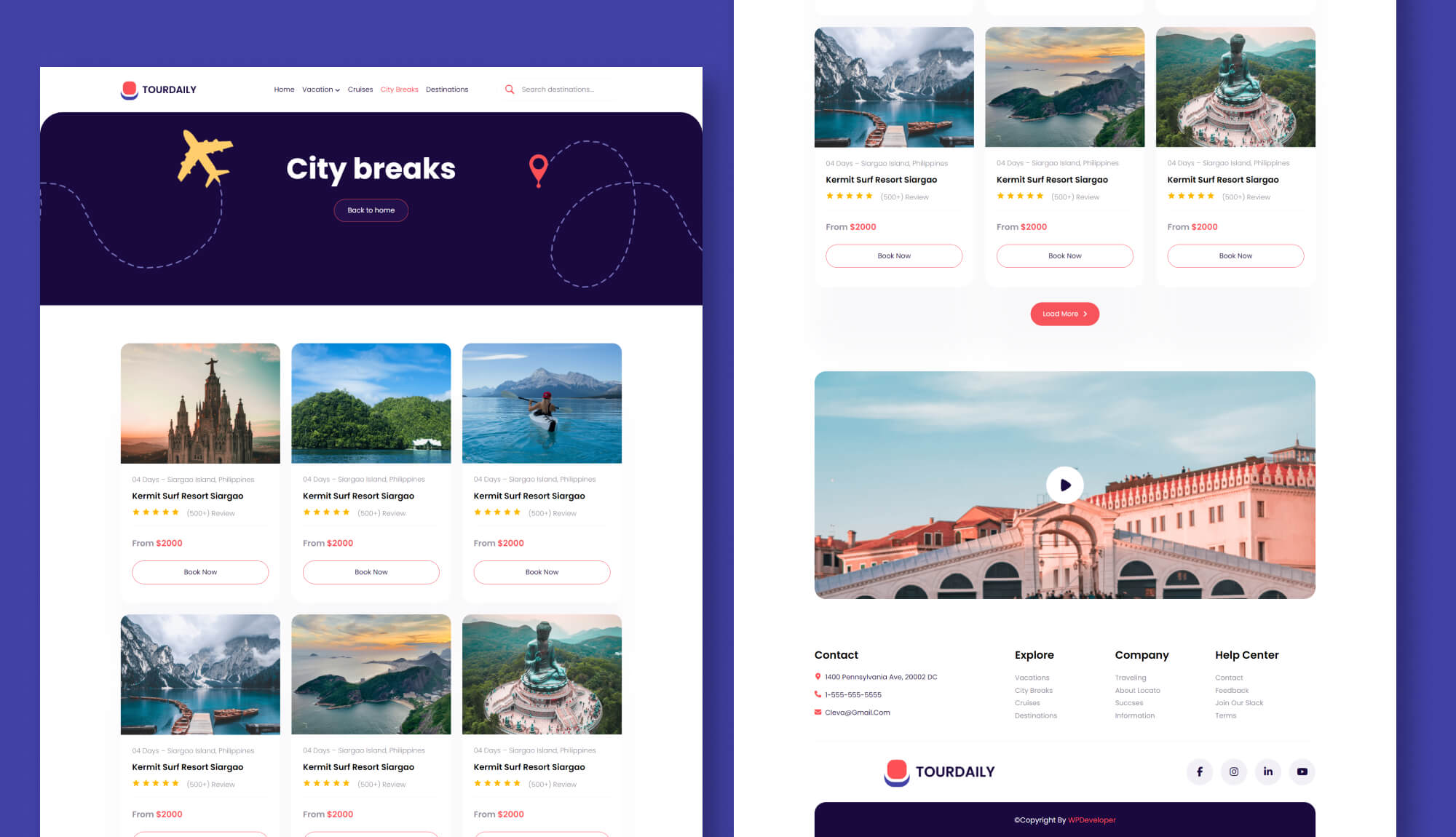 TourDaily - Travel Agency Website Template For Gutenberg City Breaks ...