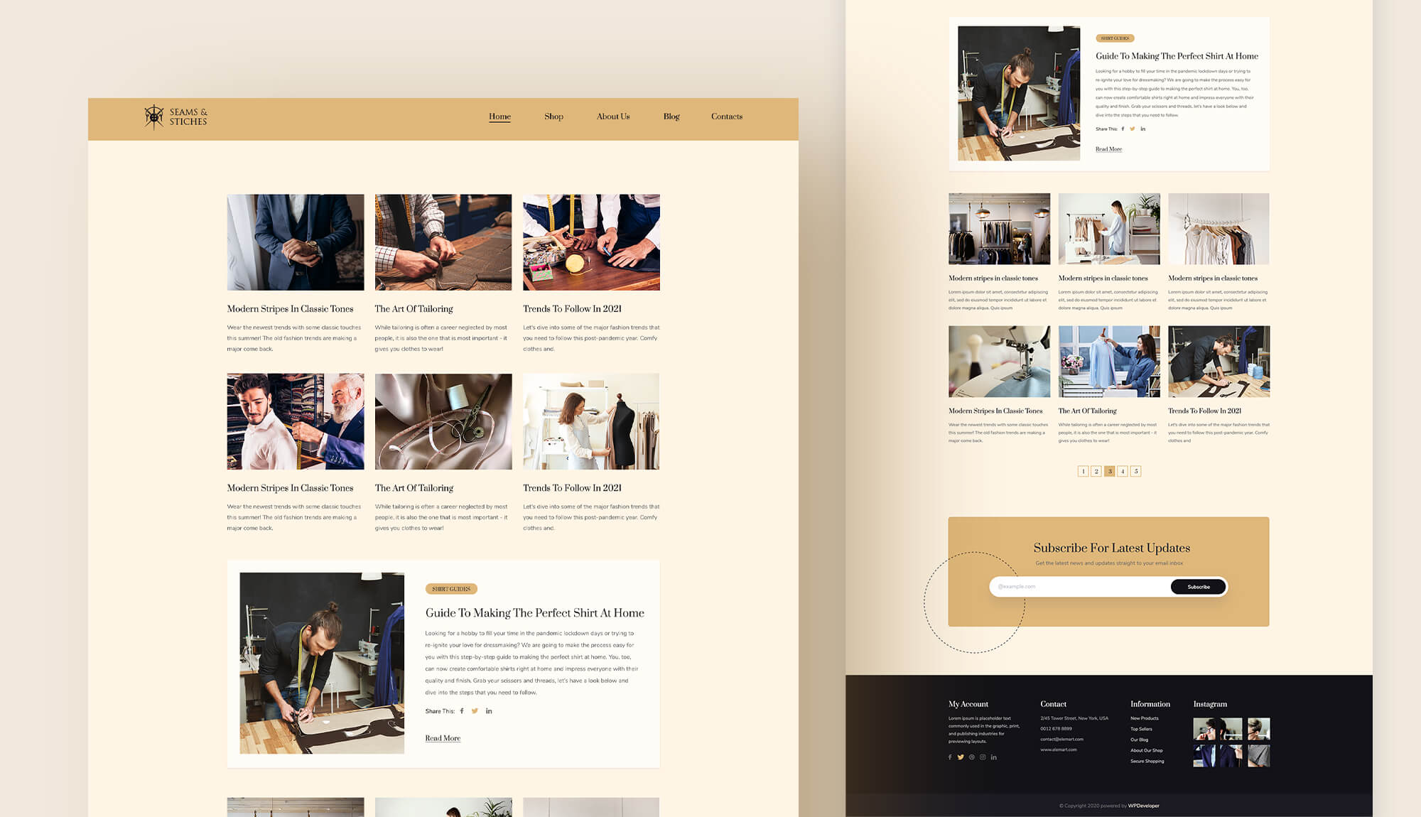 Seams & Stitches - Tailor Shop Website Template Blog Page | Templately