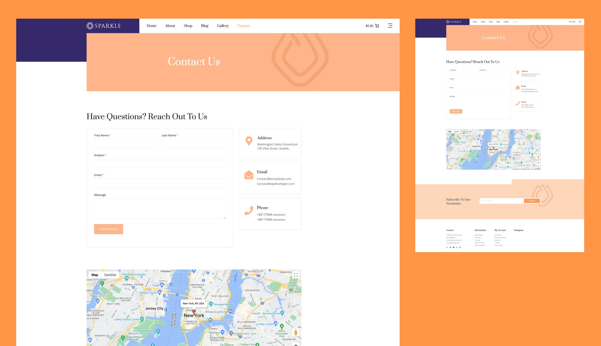 Sparkle - WooCommerce Jewelry Shop Template For Gutenberg Contact Page ...
