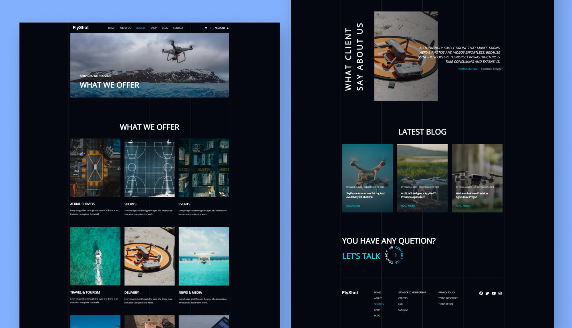 FlyShot - Aerial/Drone Photography Website Template For Gutenberg ...