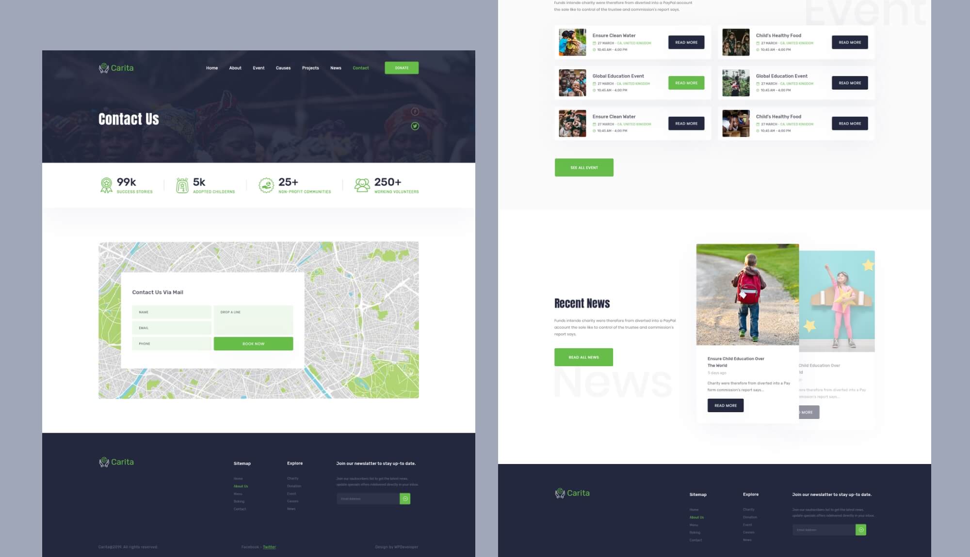 DoNation Charity Template Contact page | Templately