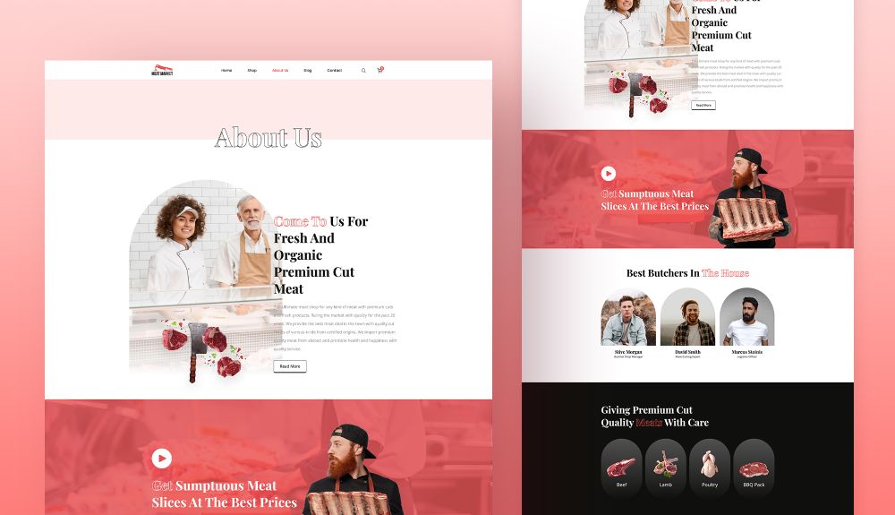 Meat Market - Butcher Shop Website For Gutenberg About Us Page | Templately