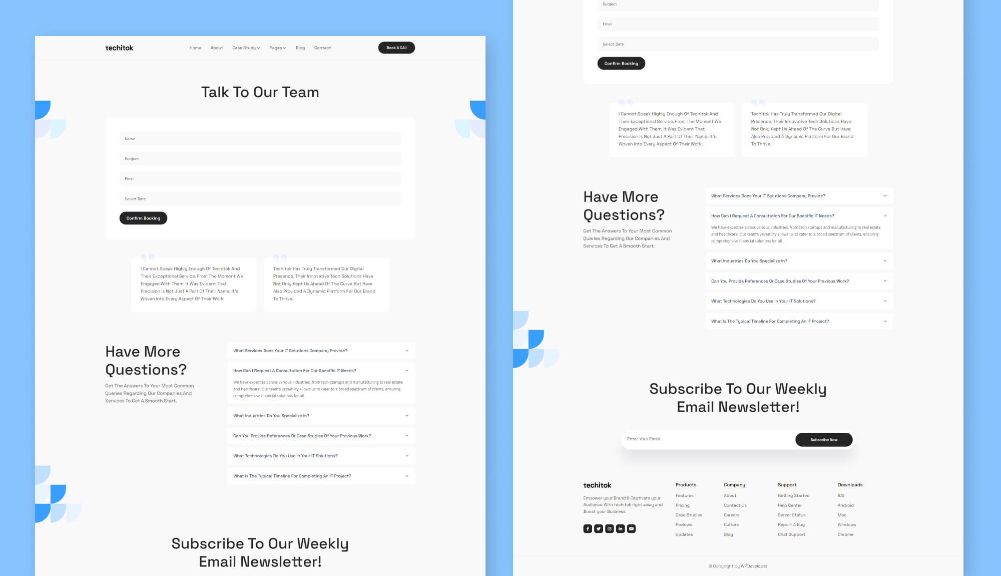 techitok - IT Solution & Business Website Template For Gutenberg Book A ...