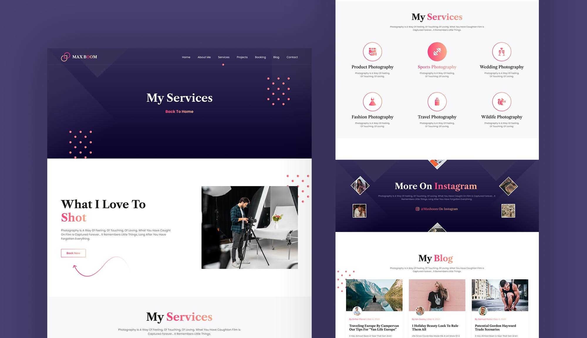Max Boom - Freelance Photographer Portfolio Website Permalink: | Templately