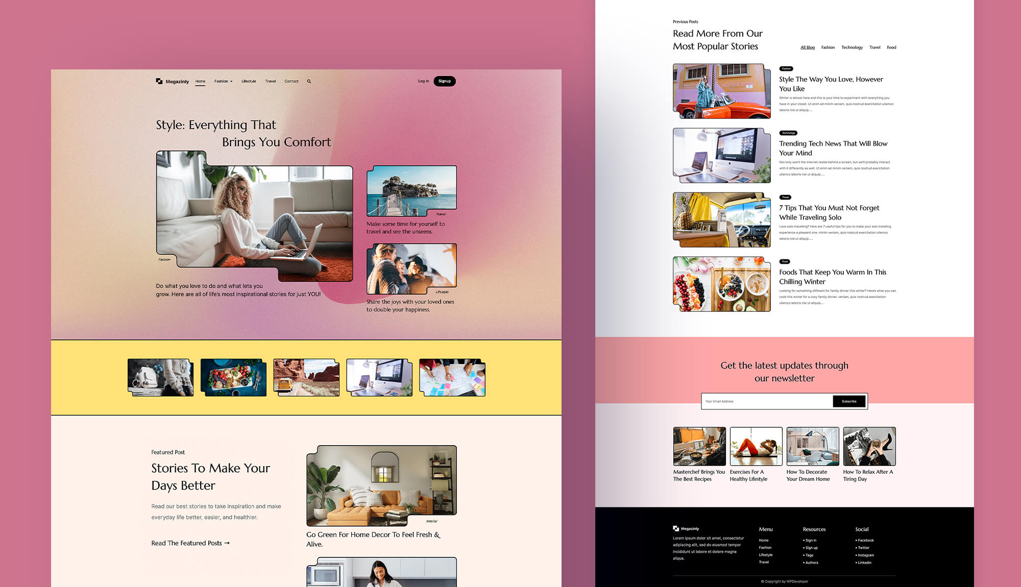 Magazinely - Fashion & Lifestyle Blogging Website Home Page | Templately