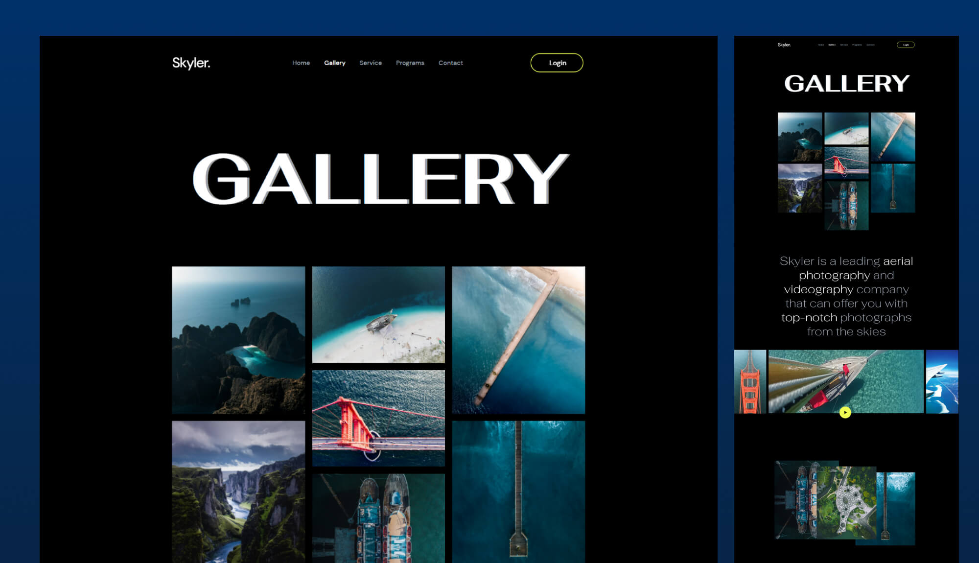 Skyler - Drone Photography Template For Elementor Gallery Page | Templately