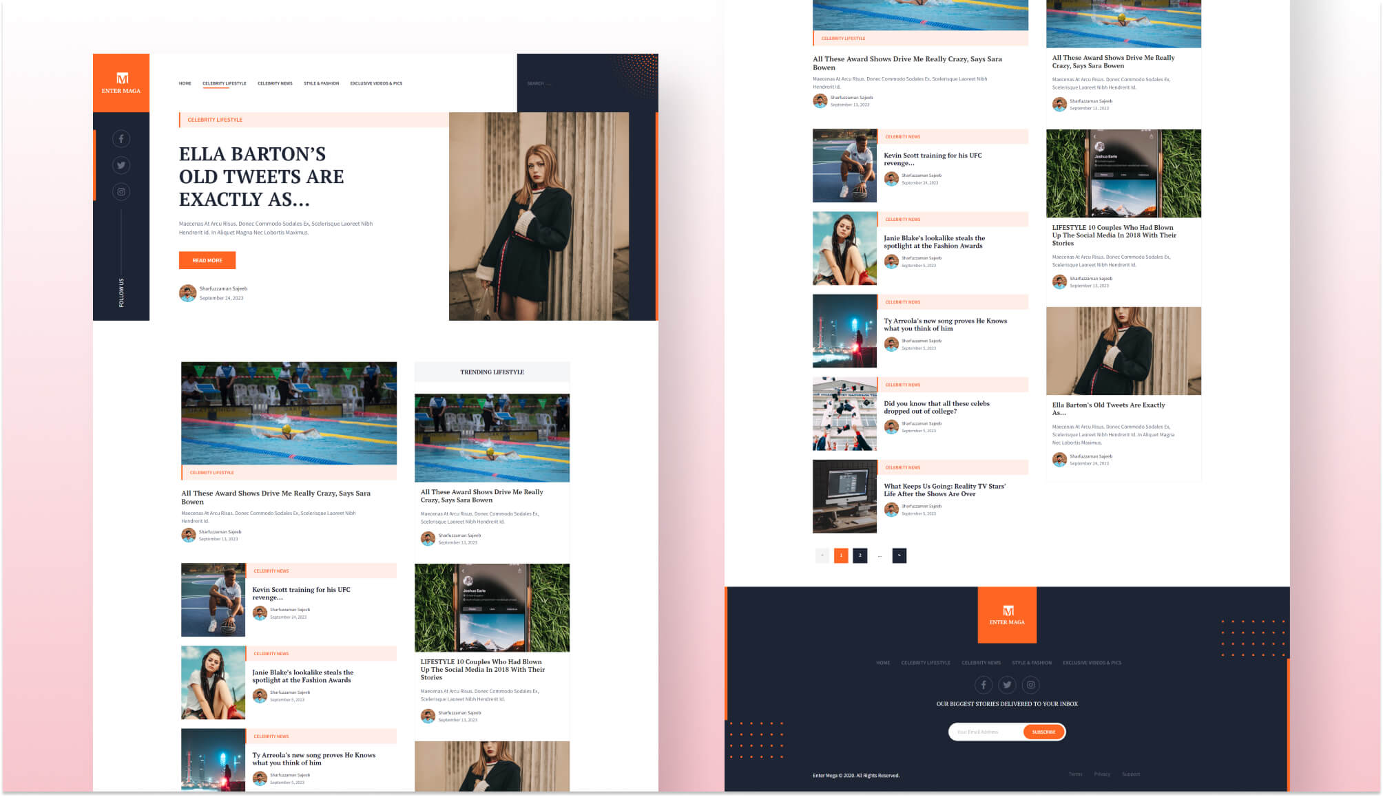 Enter Mega - Entertainment Magazine Website Template For Gutenberg ...