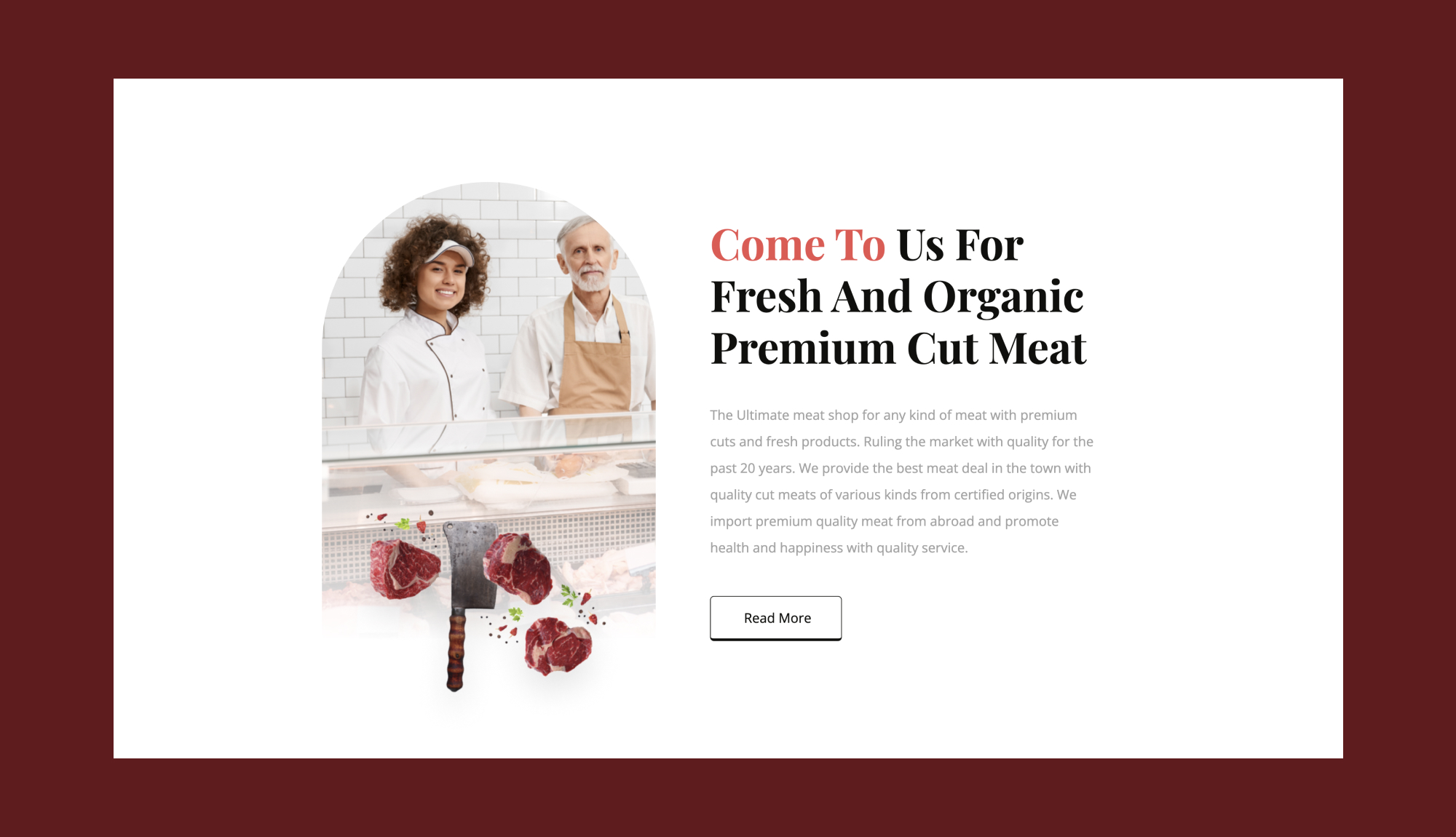 Meat Market - Butcher Shop Website Template Info Section | Templately