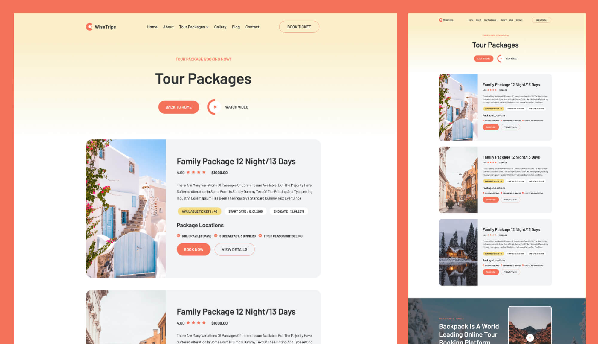 WiseTrips - Travel Agency Template For Gutenberg Tour Package Page | Templately