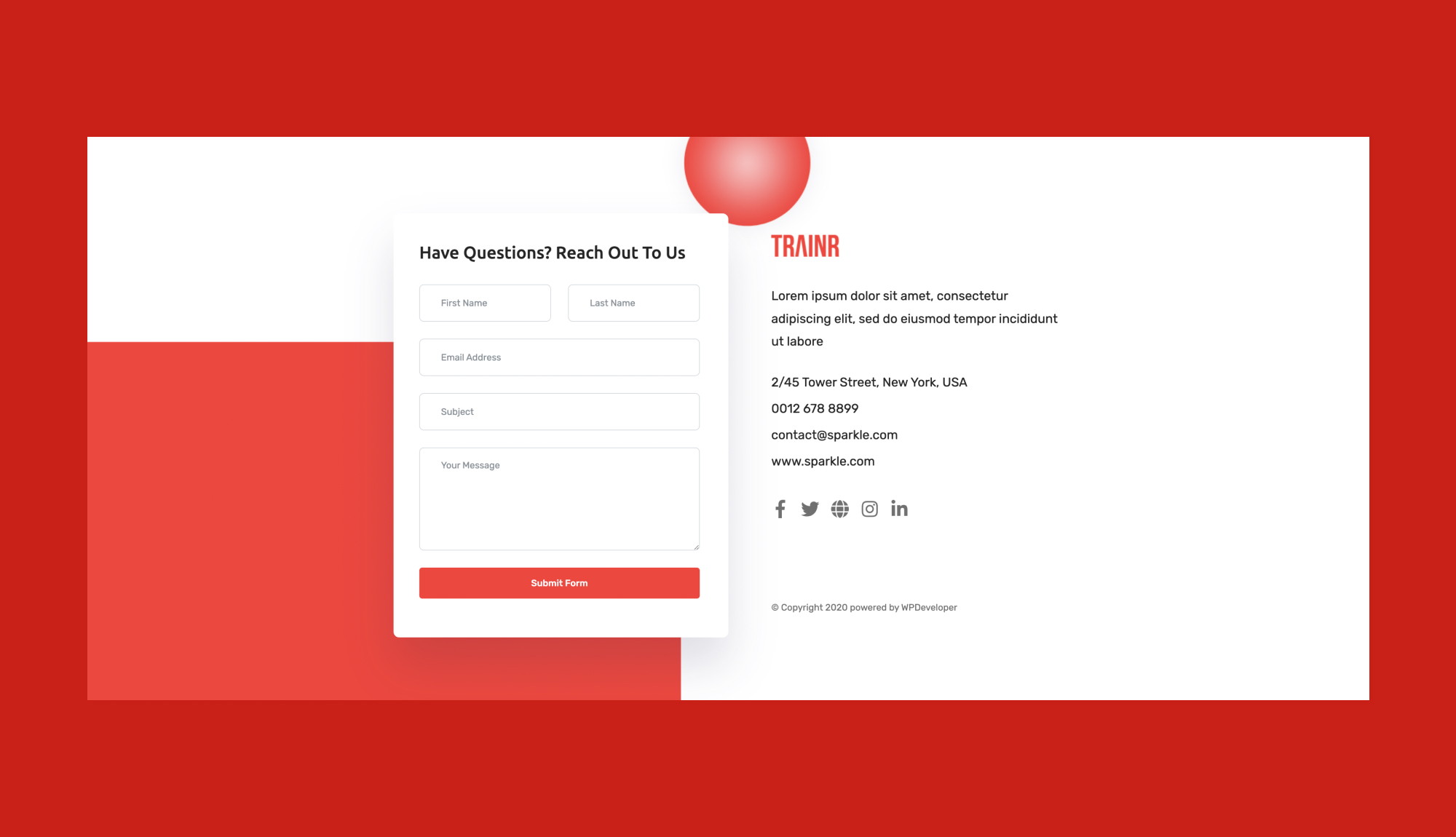 Trainr - Fitness Trainer Template For Gutenberg Contact Section ...