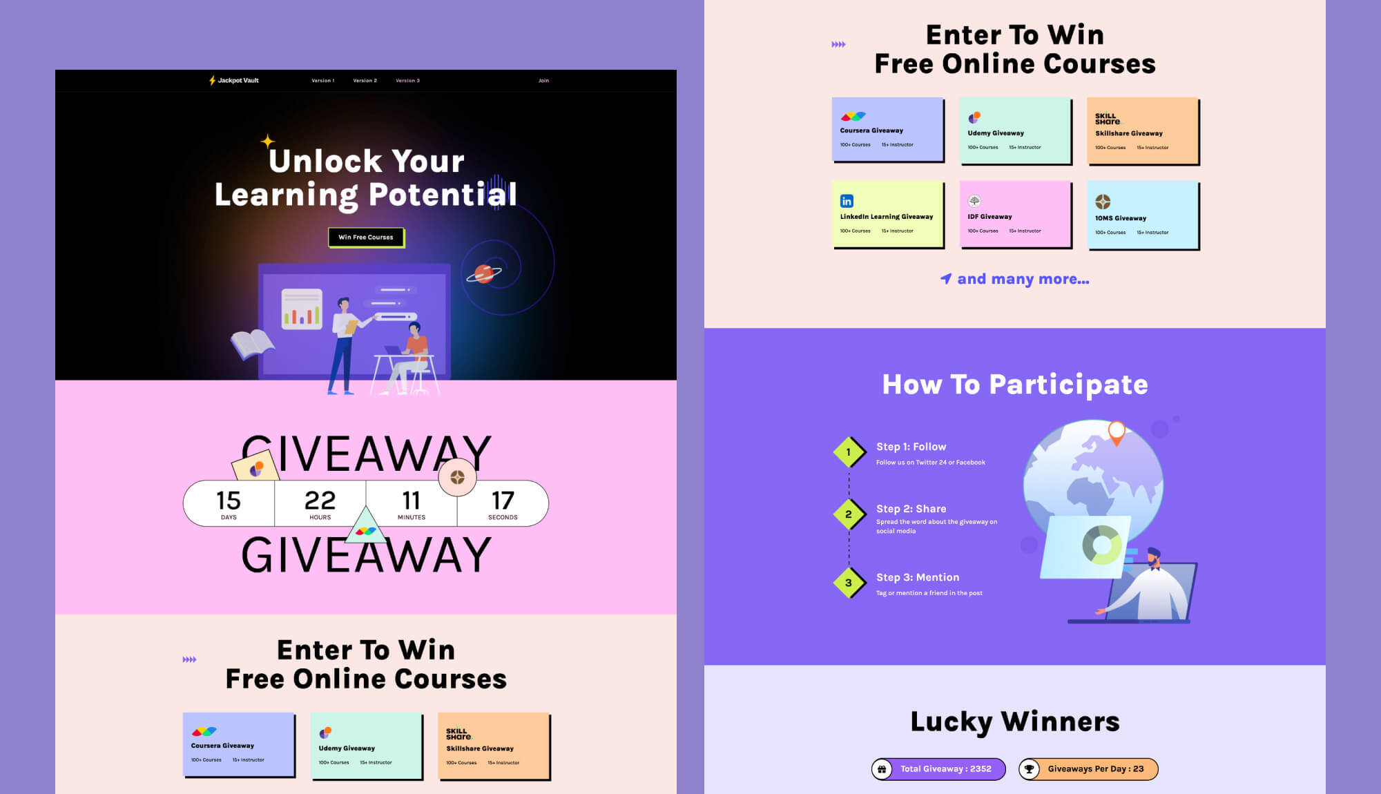Jackpot Vault - Giveaway Page Templates For Elementor Landing Page 3 ...