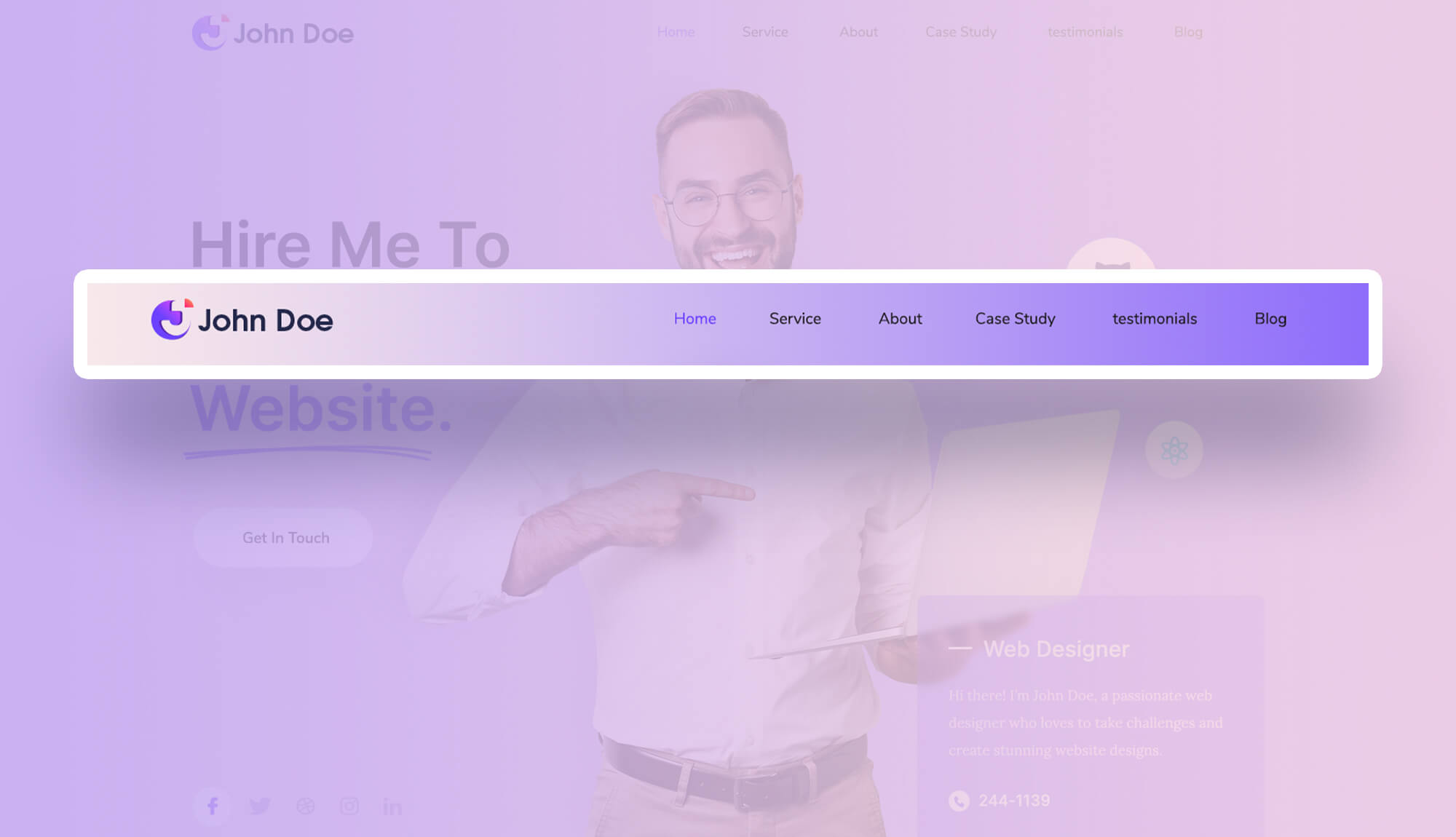 John Doe - Personal Portfolio Website Header Template | Templately ...