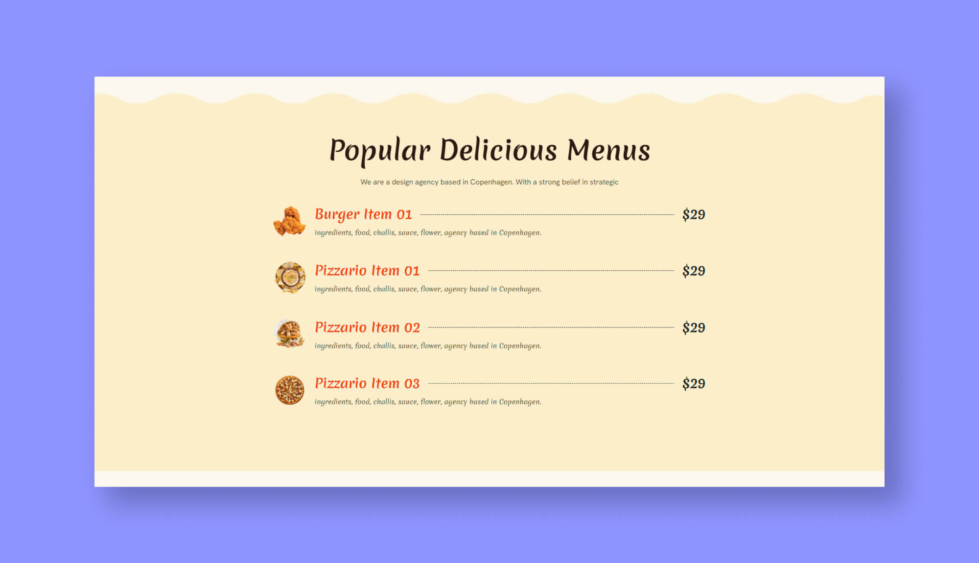 Astoria - Multipurpose Website Template for Elementor Pricing Menu ...
