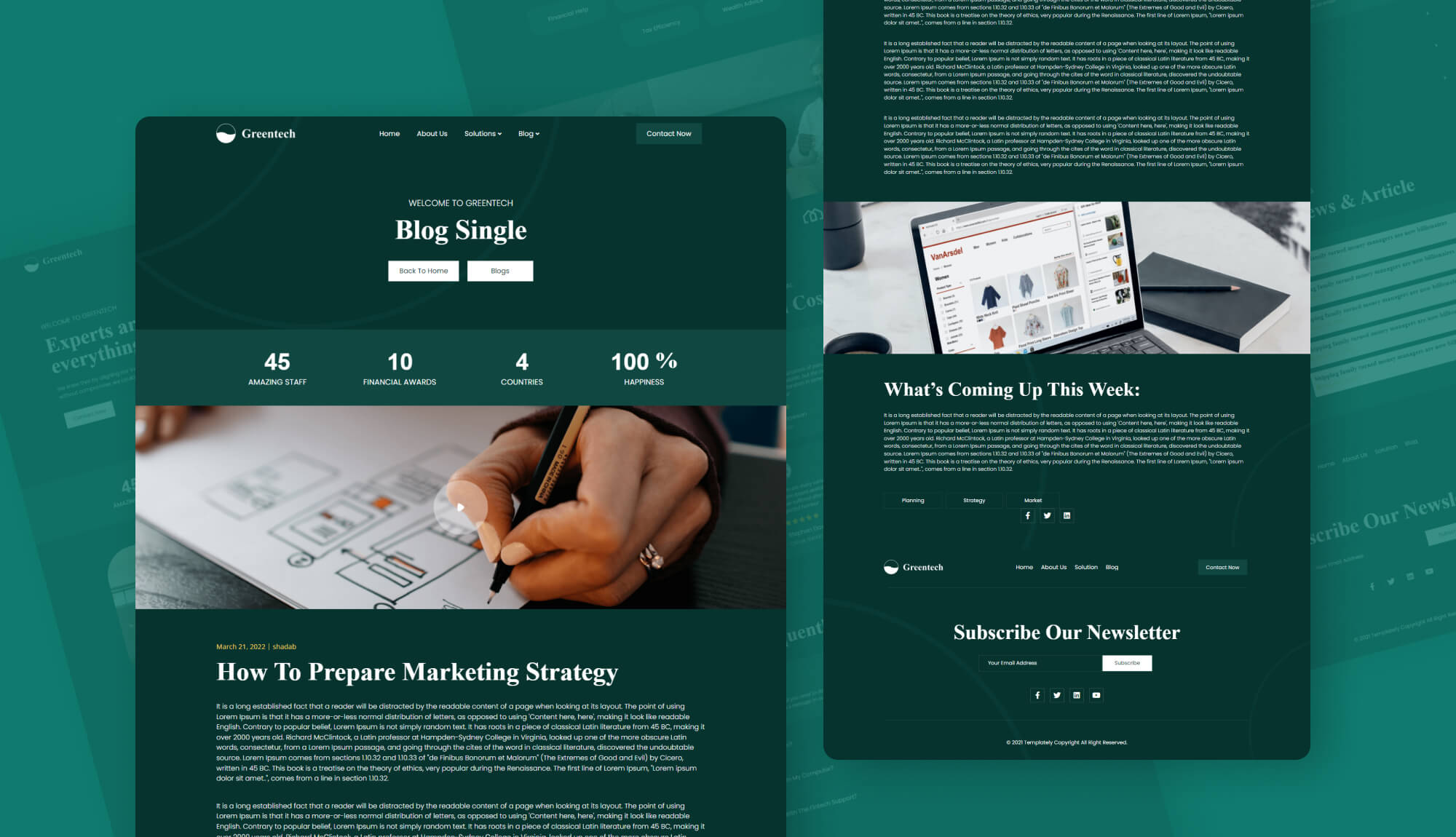 Greentech - Fintech Startup Website Template Single Post Page | Templately