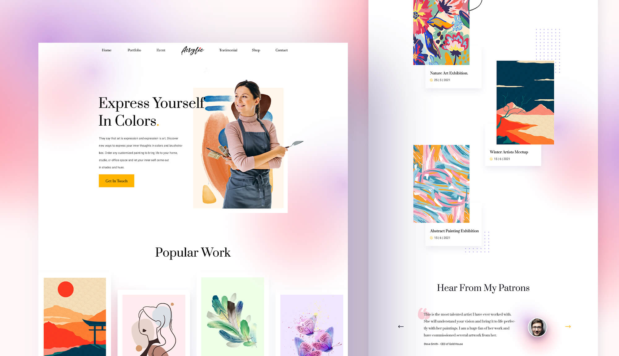 Acrylic - Artist Personal Website Template | Templately