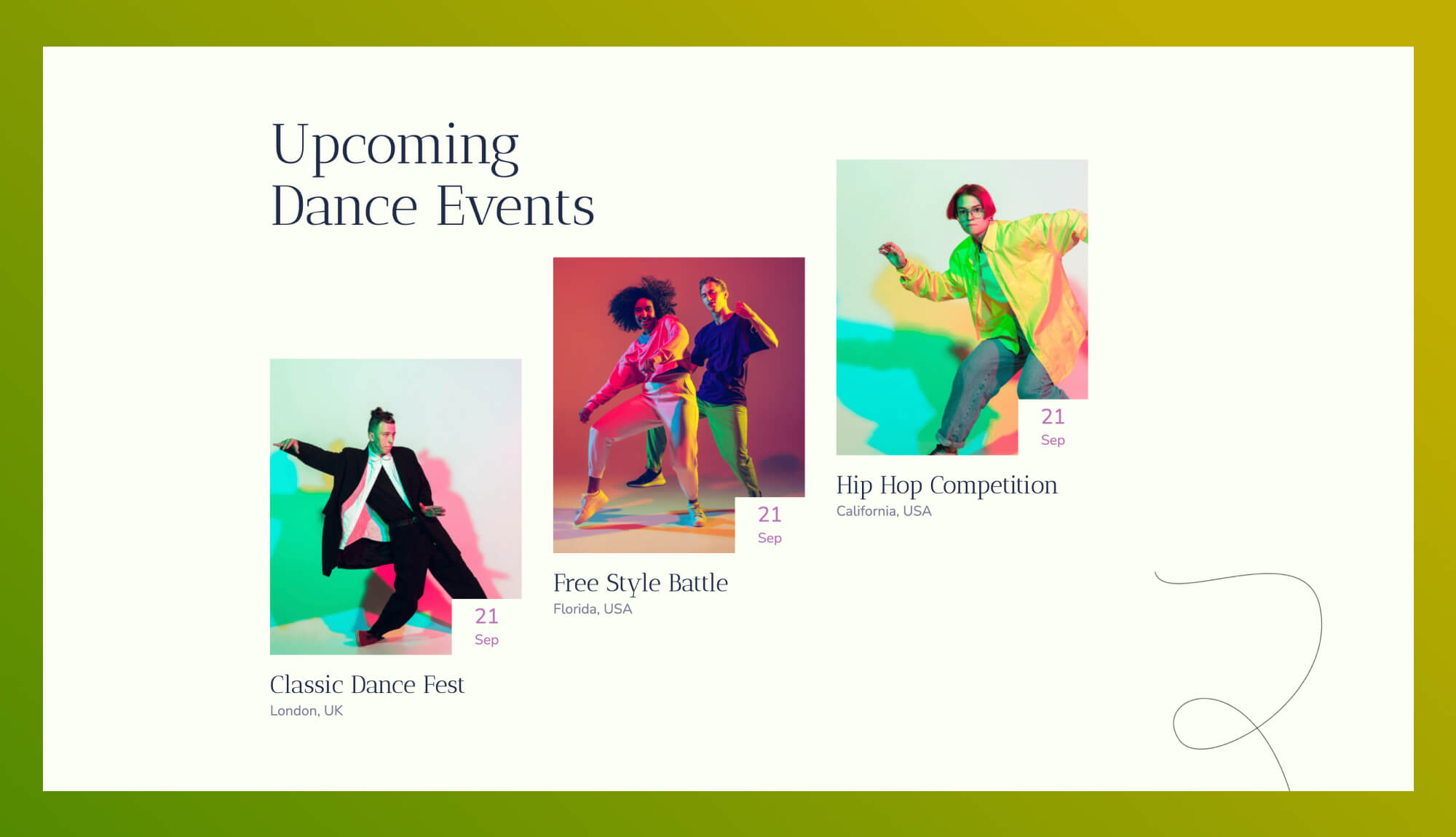 Shake A Leg - Dance Studio Website Template For Gutenberg Events Section | Templately