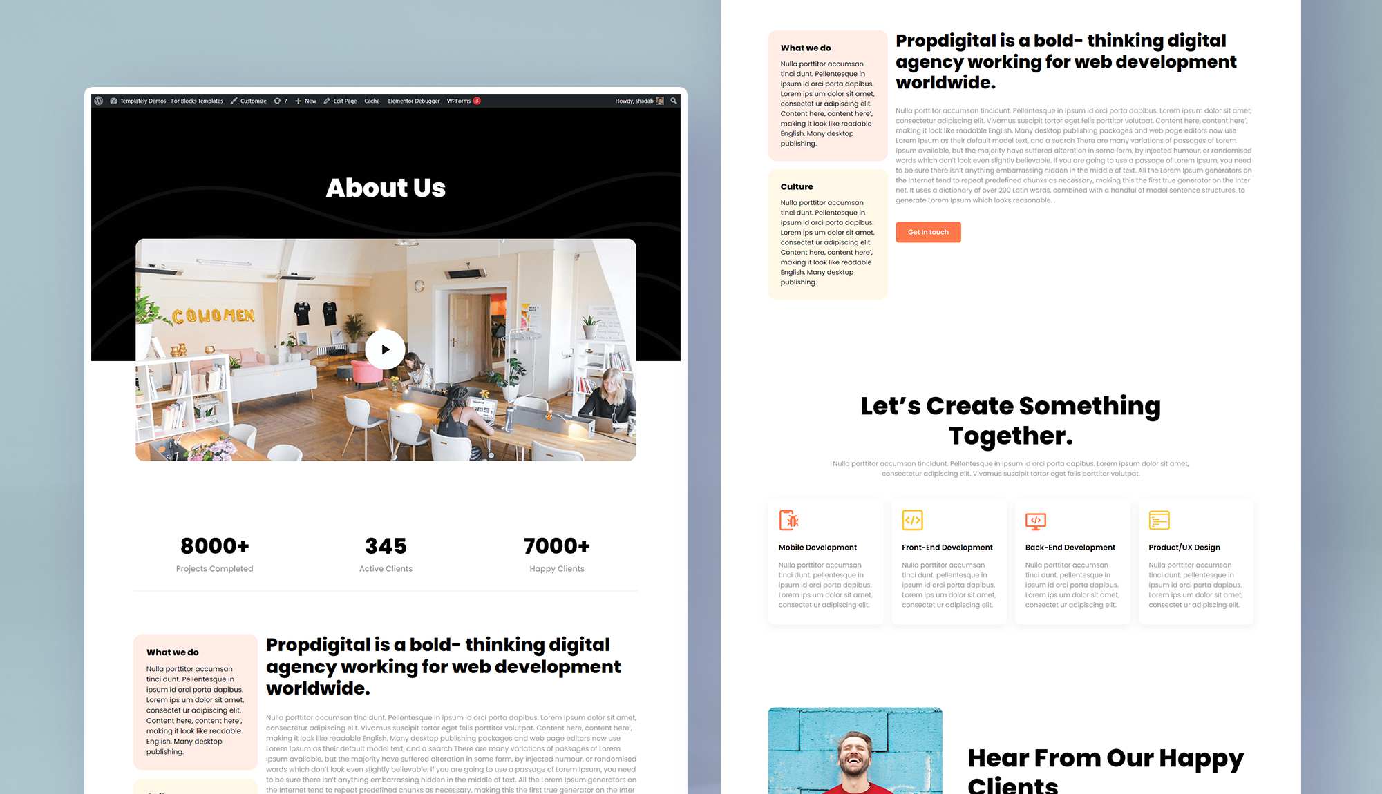 PropDigital - Web Development Agency Template For Gutenberg About Page | Templately