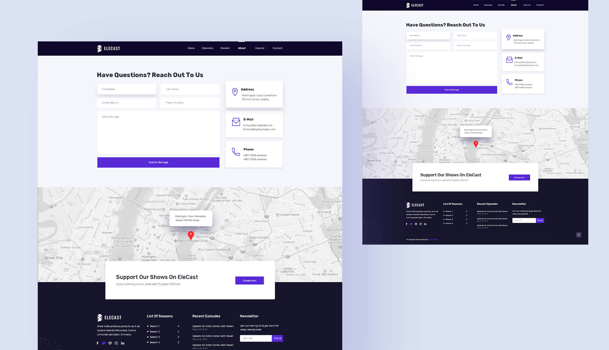 Elecast Contact Page Templately