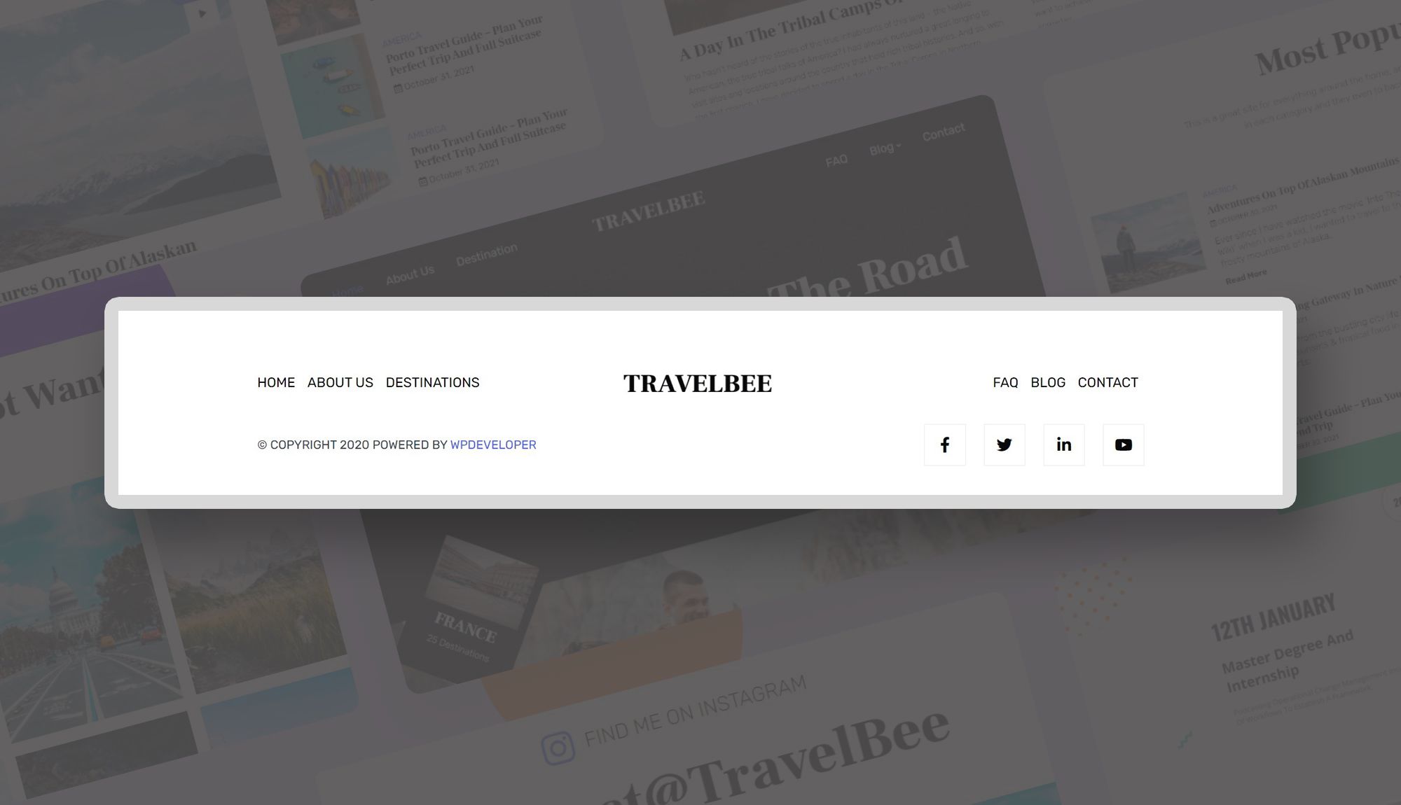 TravelBee - Travel Blog Website Template Footer | Templately