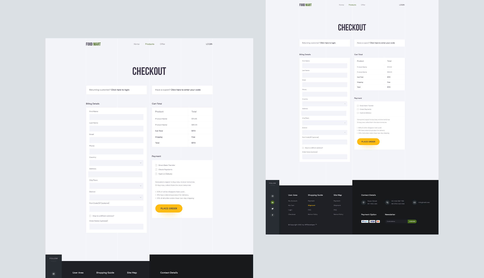 Food Mart - Grocery Shop Website Checkout Page | Templately