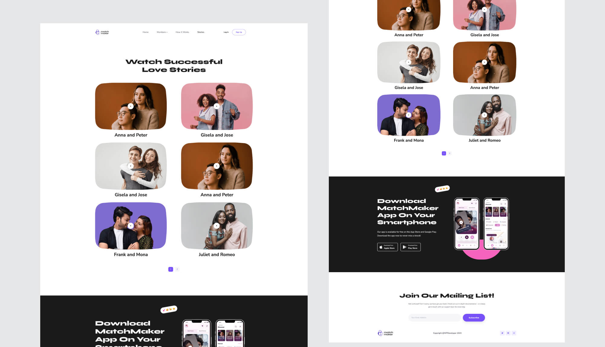 MatchMaker - Dating Website Template For Elementor Stories Page ...