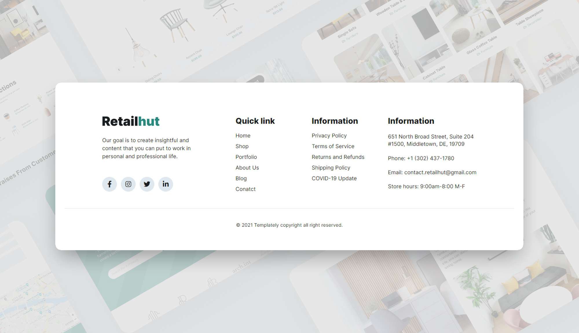 RetailHut - Template For Retail Store Websites Footer | Templately