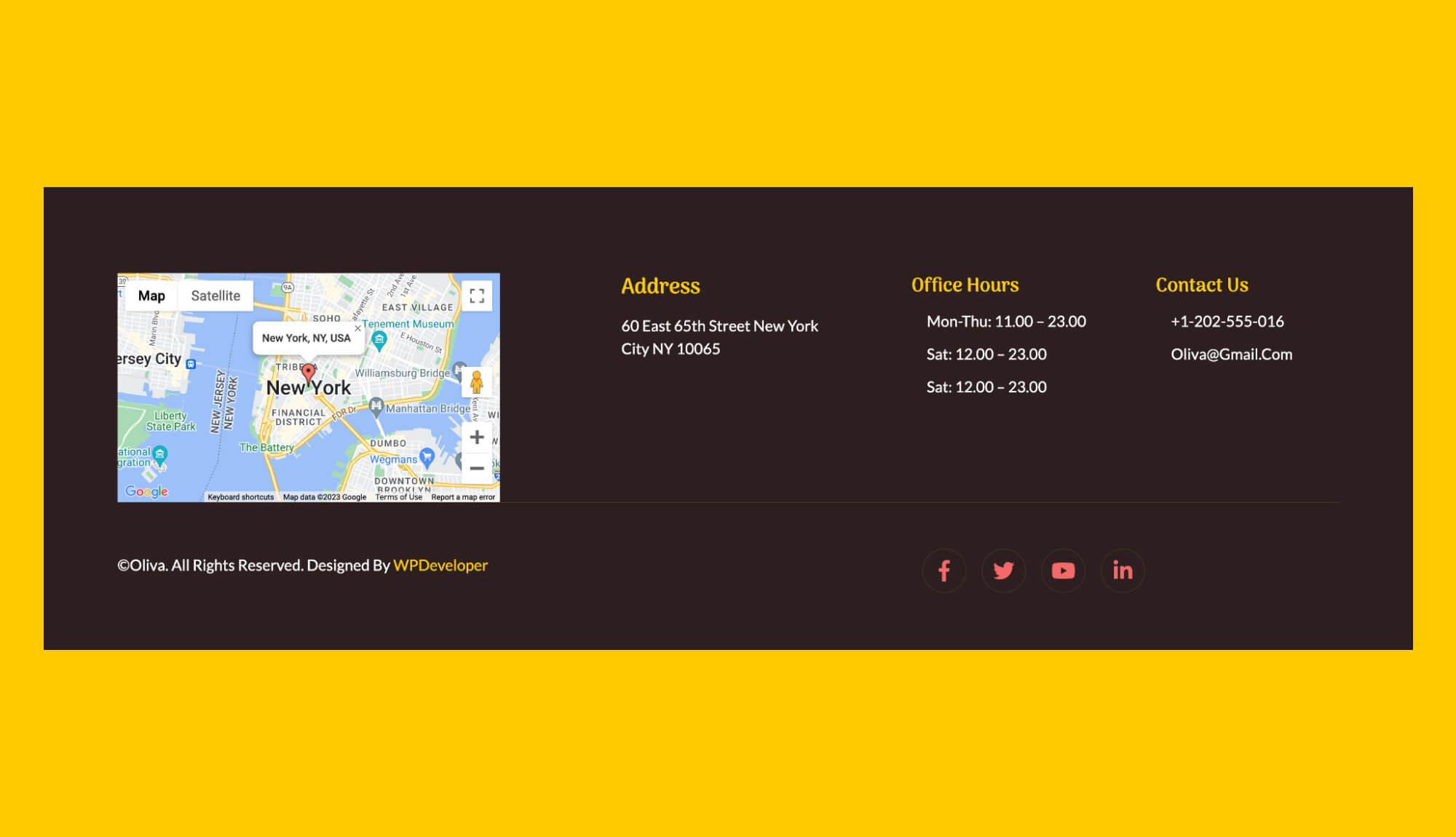 Oliva - Fine Dining Restaurant Website For Gutenberg Footer Section ...