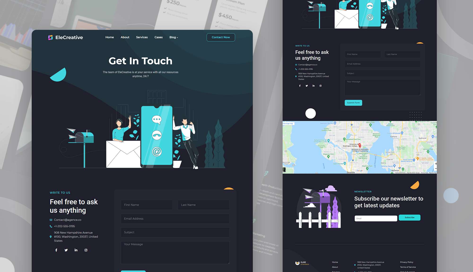 EleCreative Creative Agency Website Template Contact Page | Templately