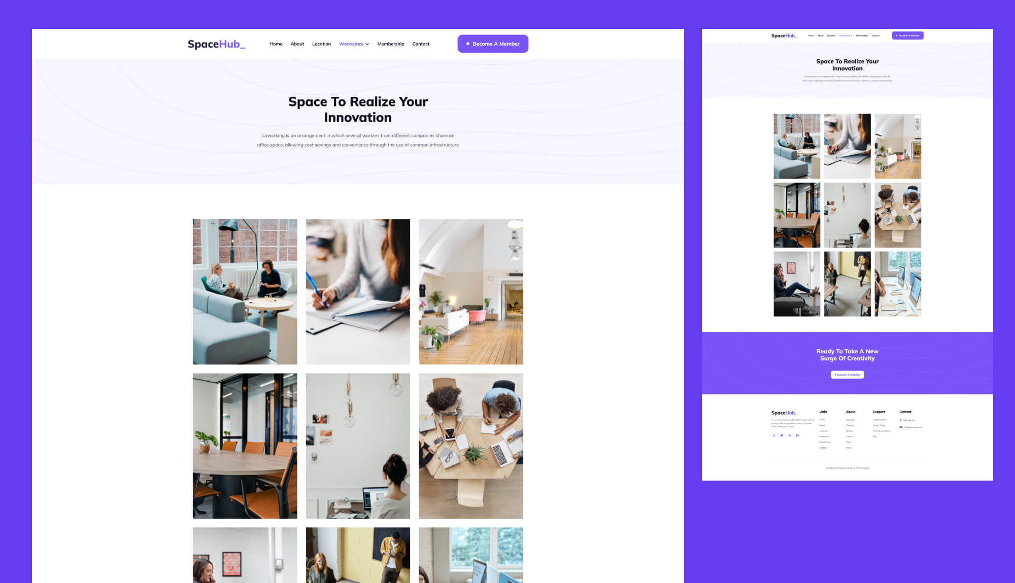 Space Hub - Coworking Space Website Template For Gutenberg WorkSpace ...