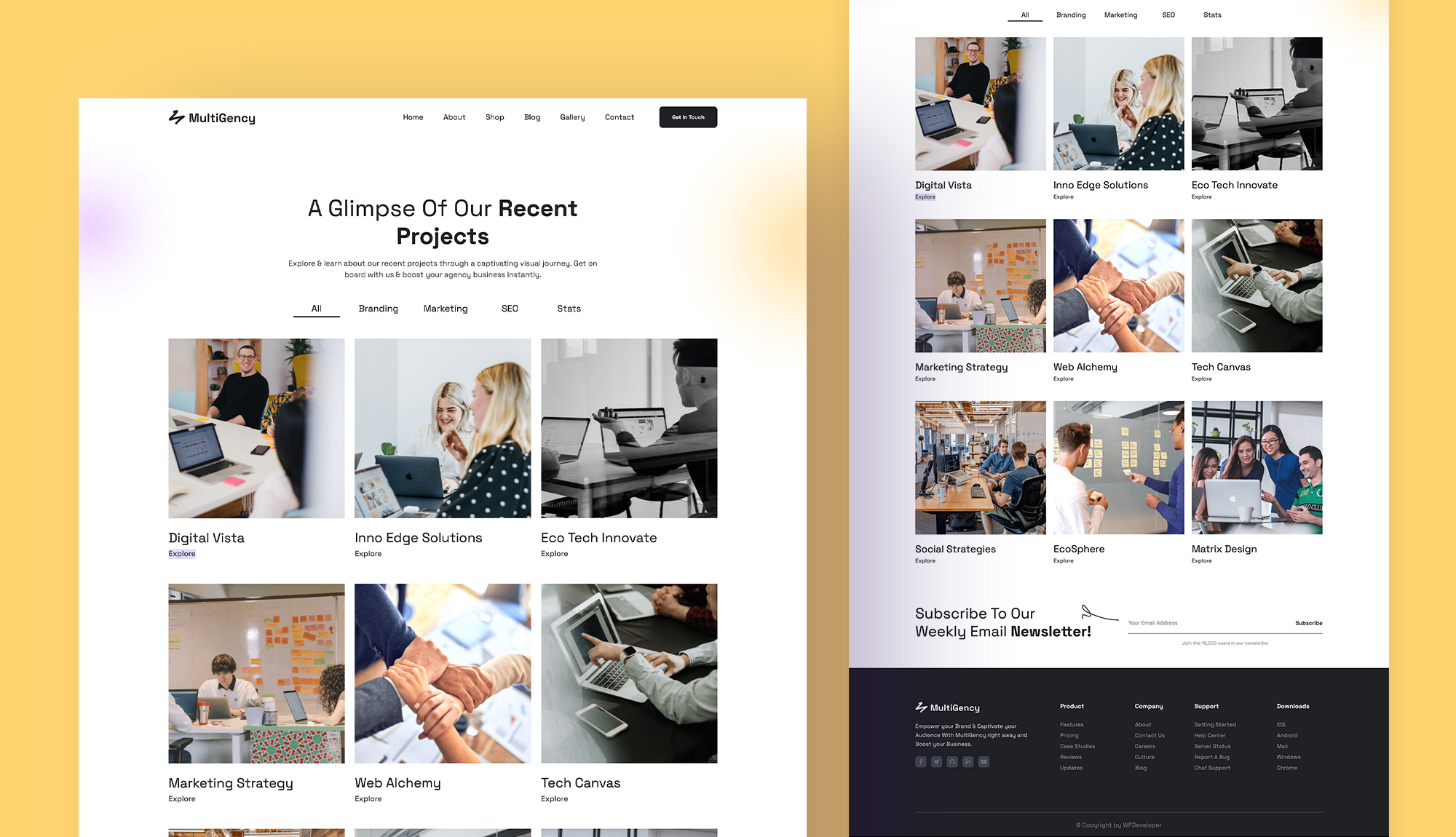 MultiGency - Multipurpose Website Template For Gutenberg Portfolio Page | Templately