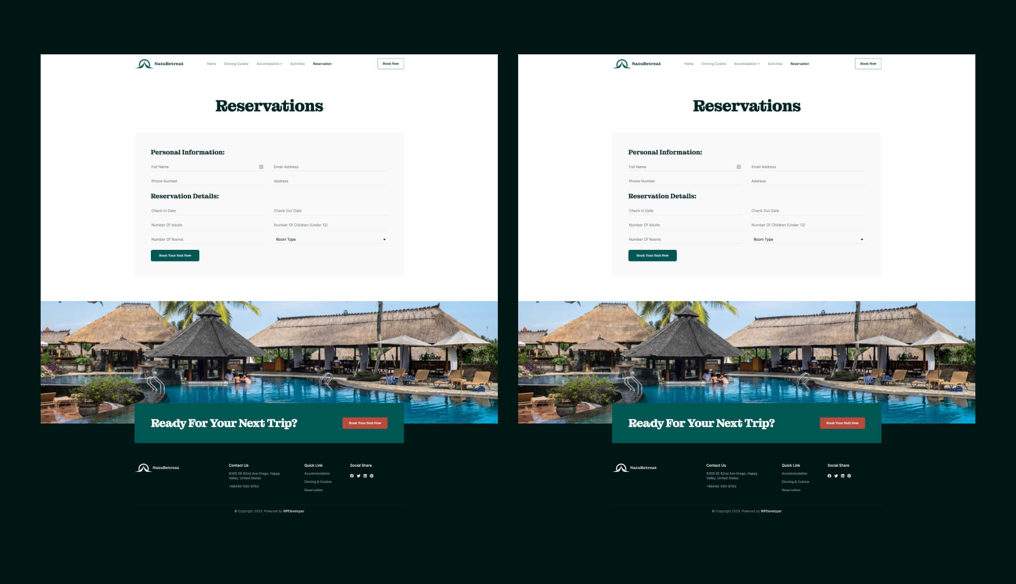 NatuRetreat - Ecotourism Template Pack For Gutenberg Reservations Page ...