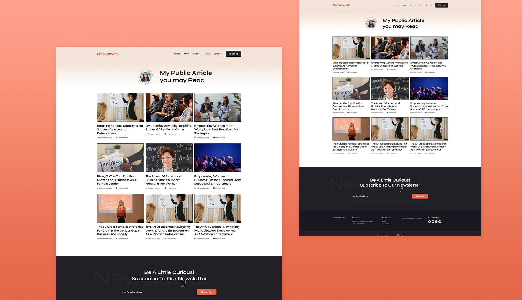 SheNetwork - Women Empowerment Website For Gutenberg Blog Page | Templately