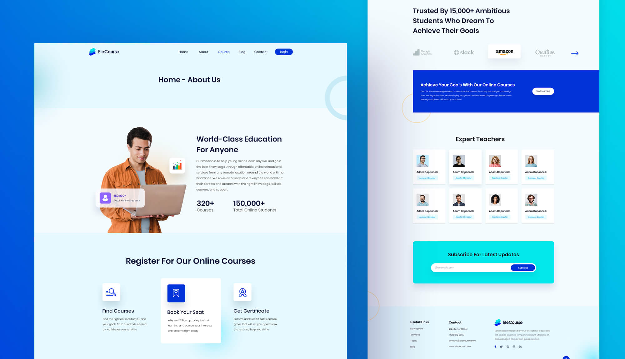 EleCourse - Online Course Website Template About Page | Templately