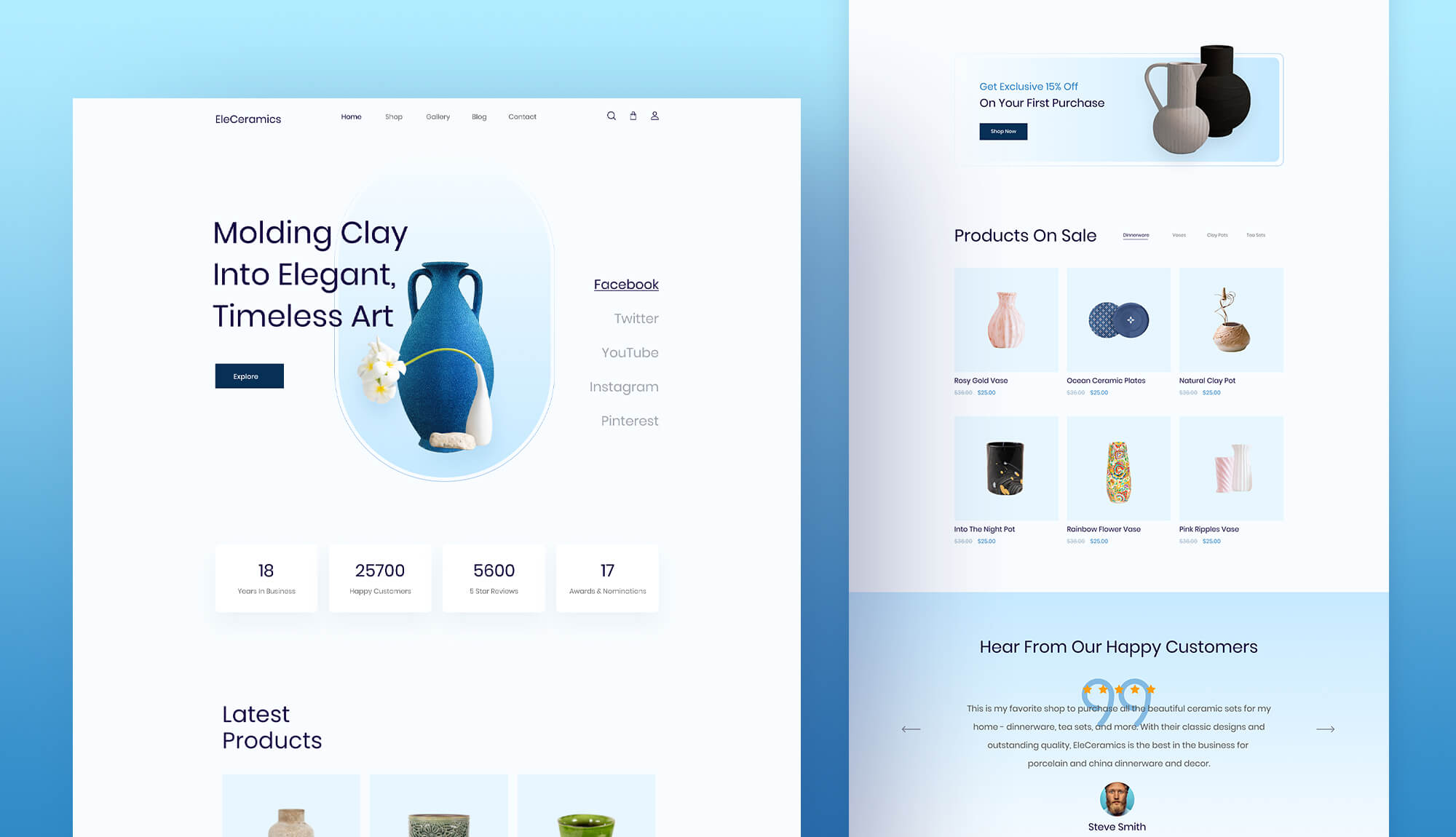 EleCeramics - Ceramic Website Template Home Page | Templately