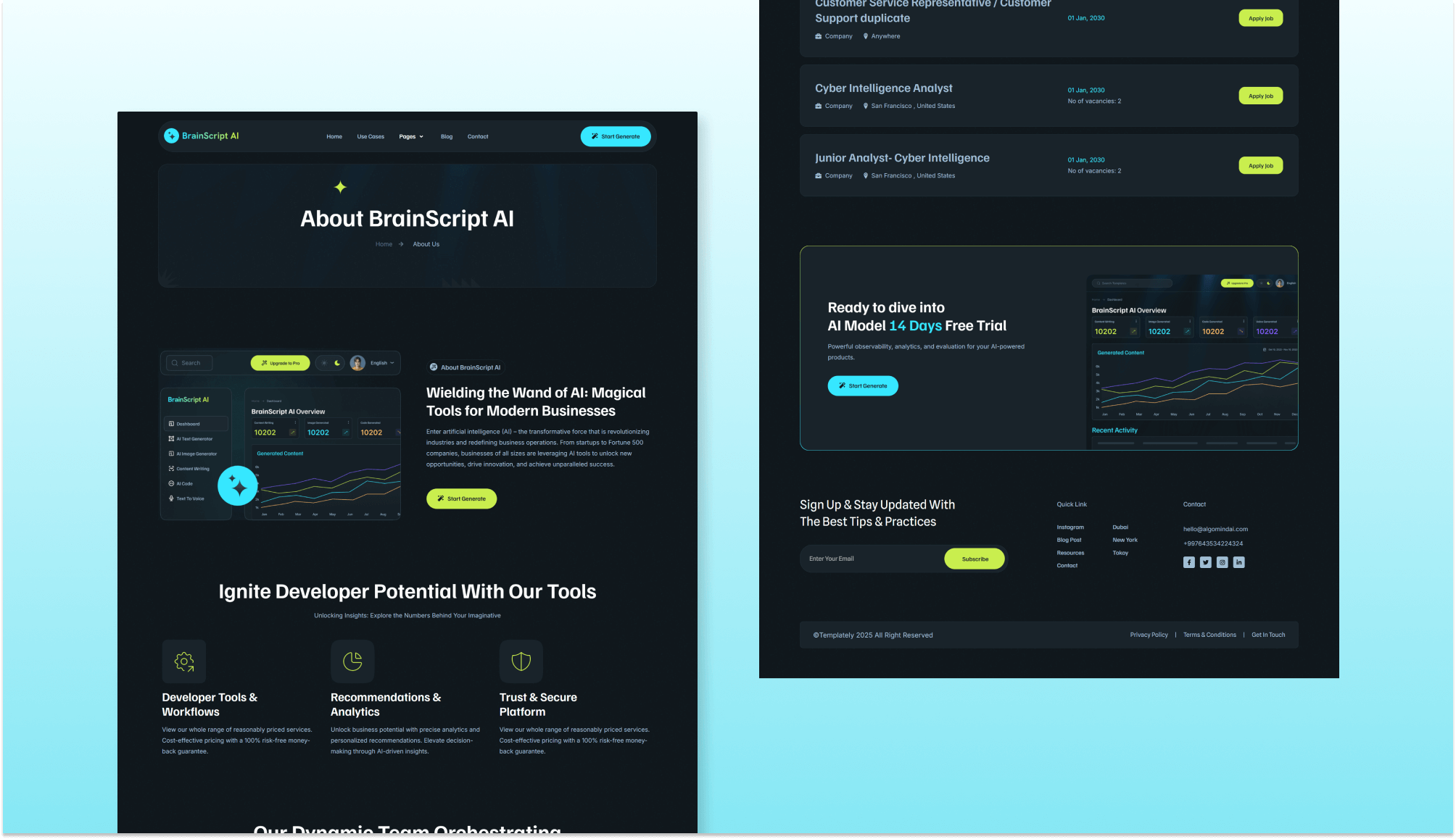BrainScript AI – Multipurpose AI SaaS Website Template About Page | Templately