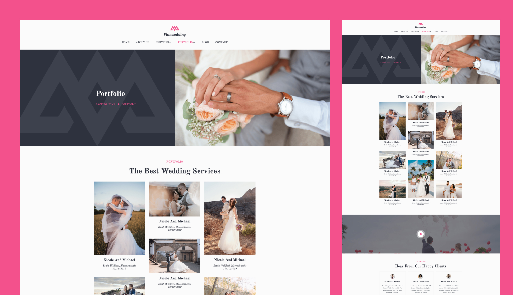 Planwedding - Gutenberg Wedding Planner Website Template Portfolio Page ...