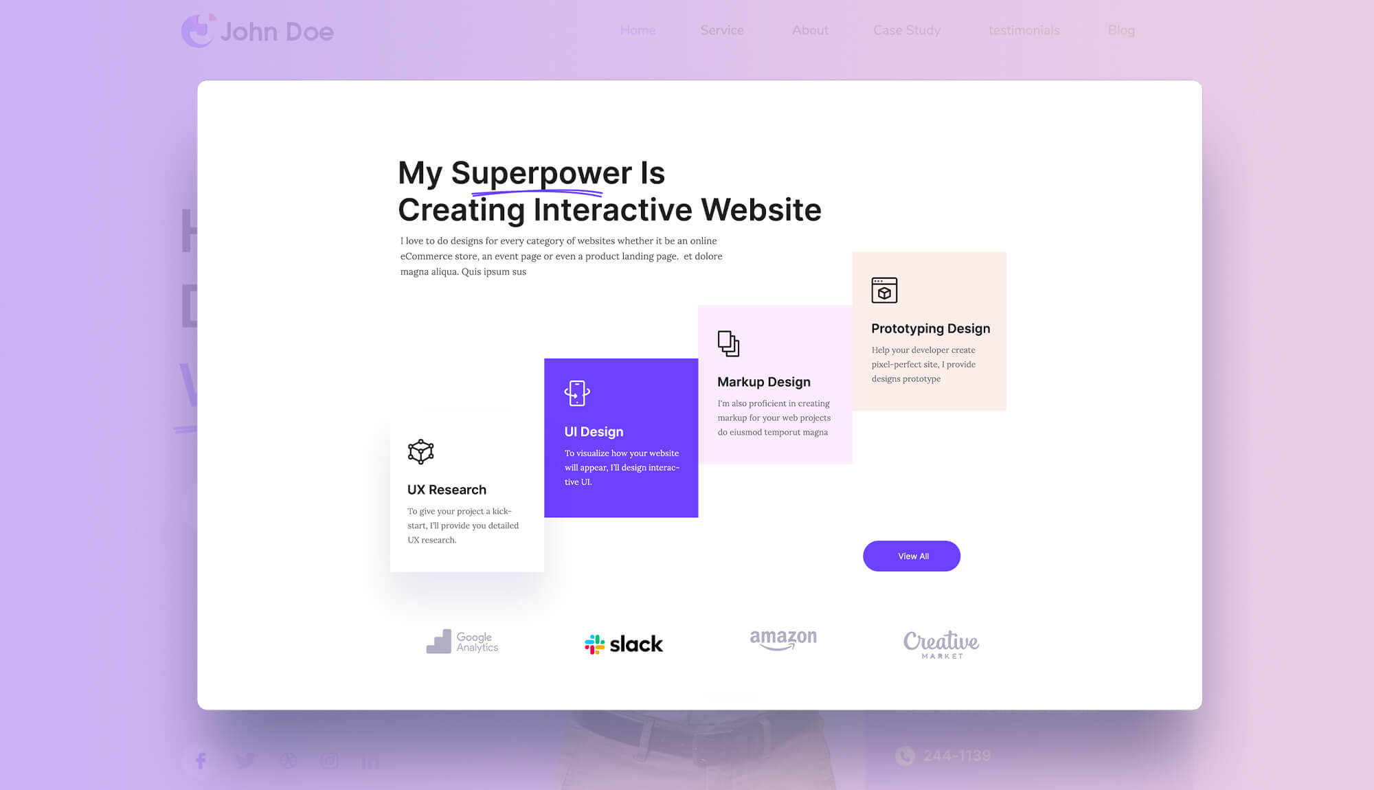 John Doe - Personal Portfolio Website Service Block | Templately