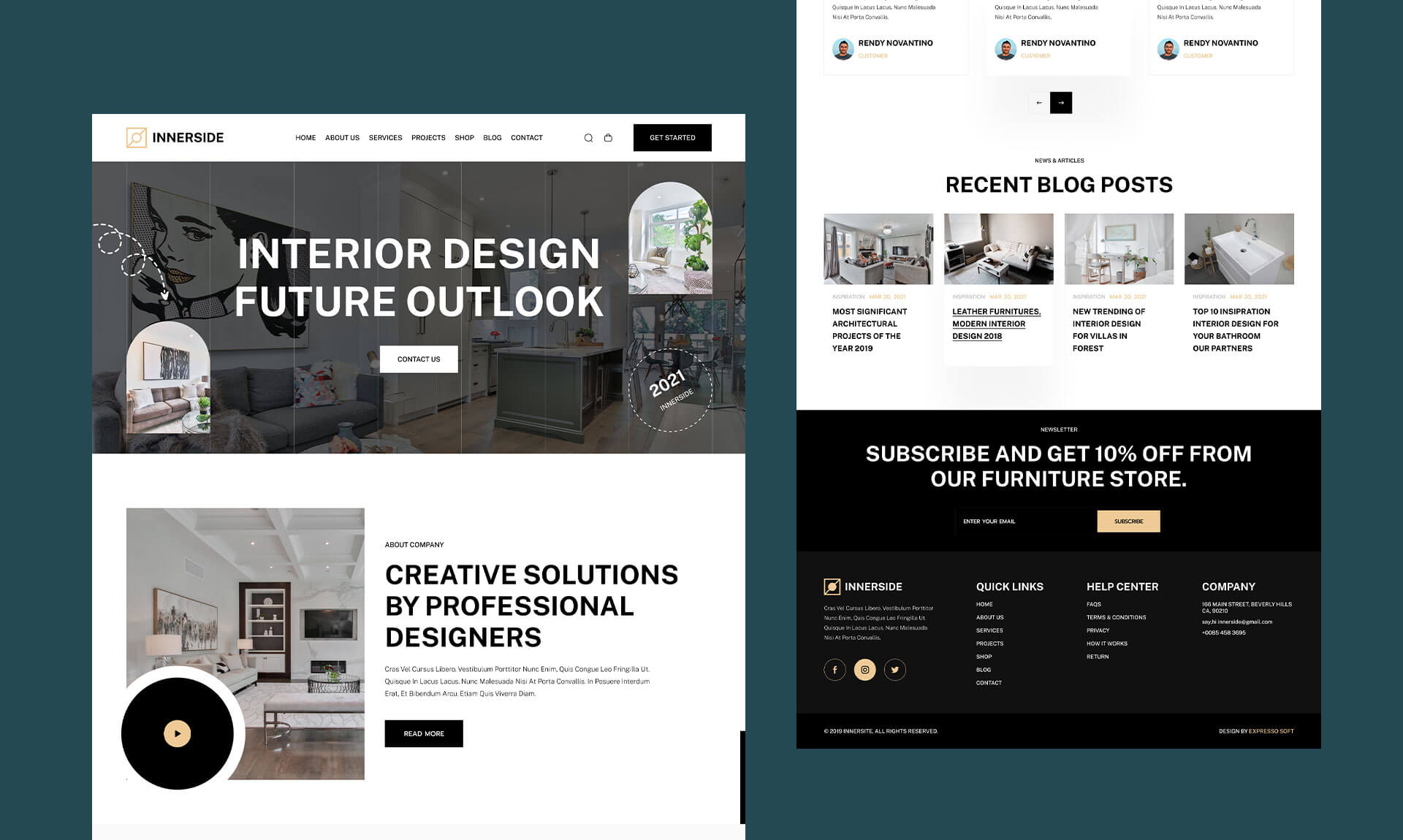 InnerSide - Interior Design Website Template Home Page | Templately